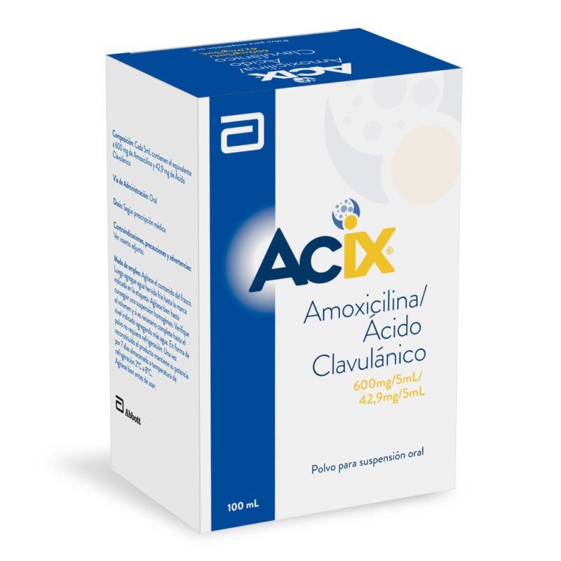 ACIX POLVO SUSP 600mg-42.9MG/5mL 100mL AMOXICILINA Acido CLAVULANICO ...